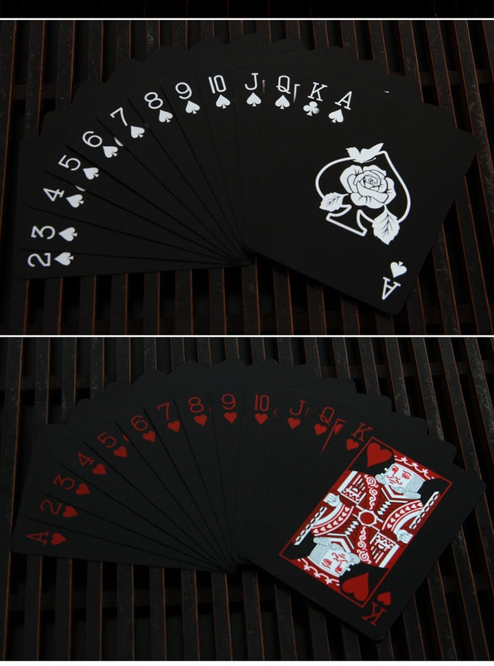 54er Waterproof Pokerkarten Set - Edles Rosen Design in Schwarz Rot ...